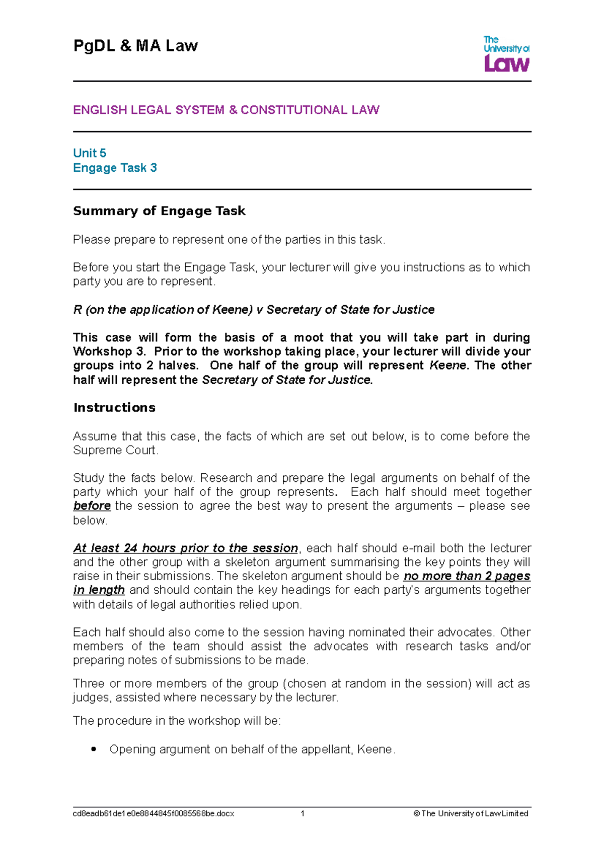ELS 5 Engage 3 - ENGLISH LEGAL SYSTEM & CONSTITUTIONAL LAW Unit 5 ...