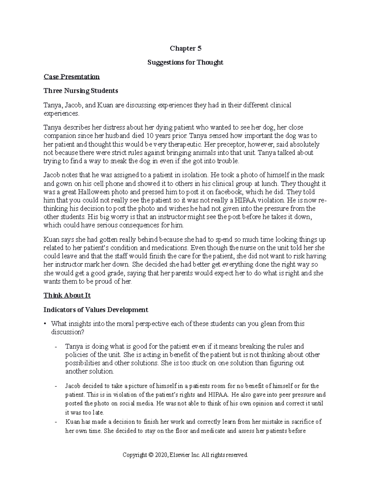 Ethics Chapter 005 Case Presentation - Chapter 5 Suggestions for ...