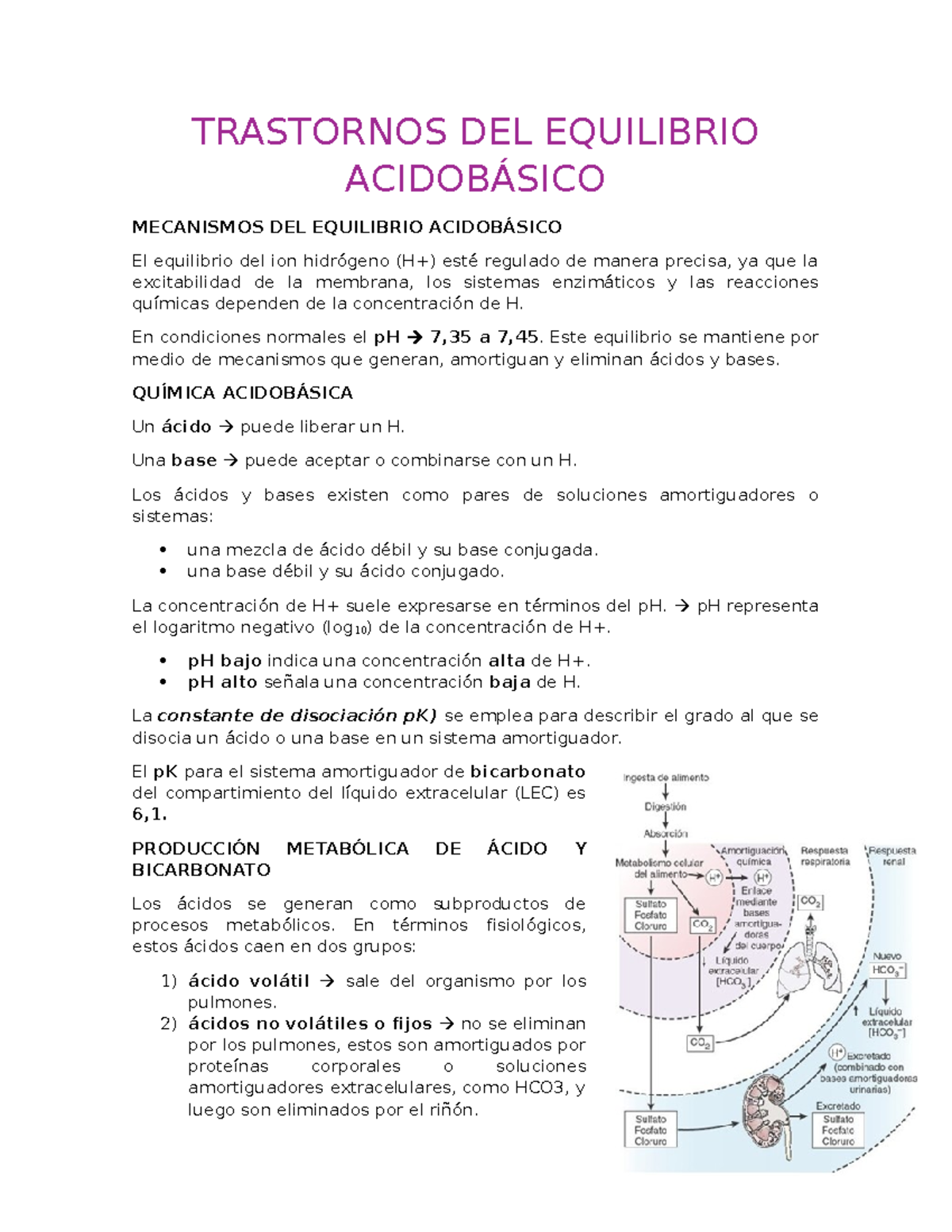 Trastornos DEL Equilibrio Acidobásico - TRASTORNOS DEL EQUILIBRIO ACIDOBÁSICO MECANISMOS DEL ...