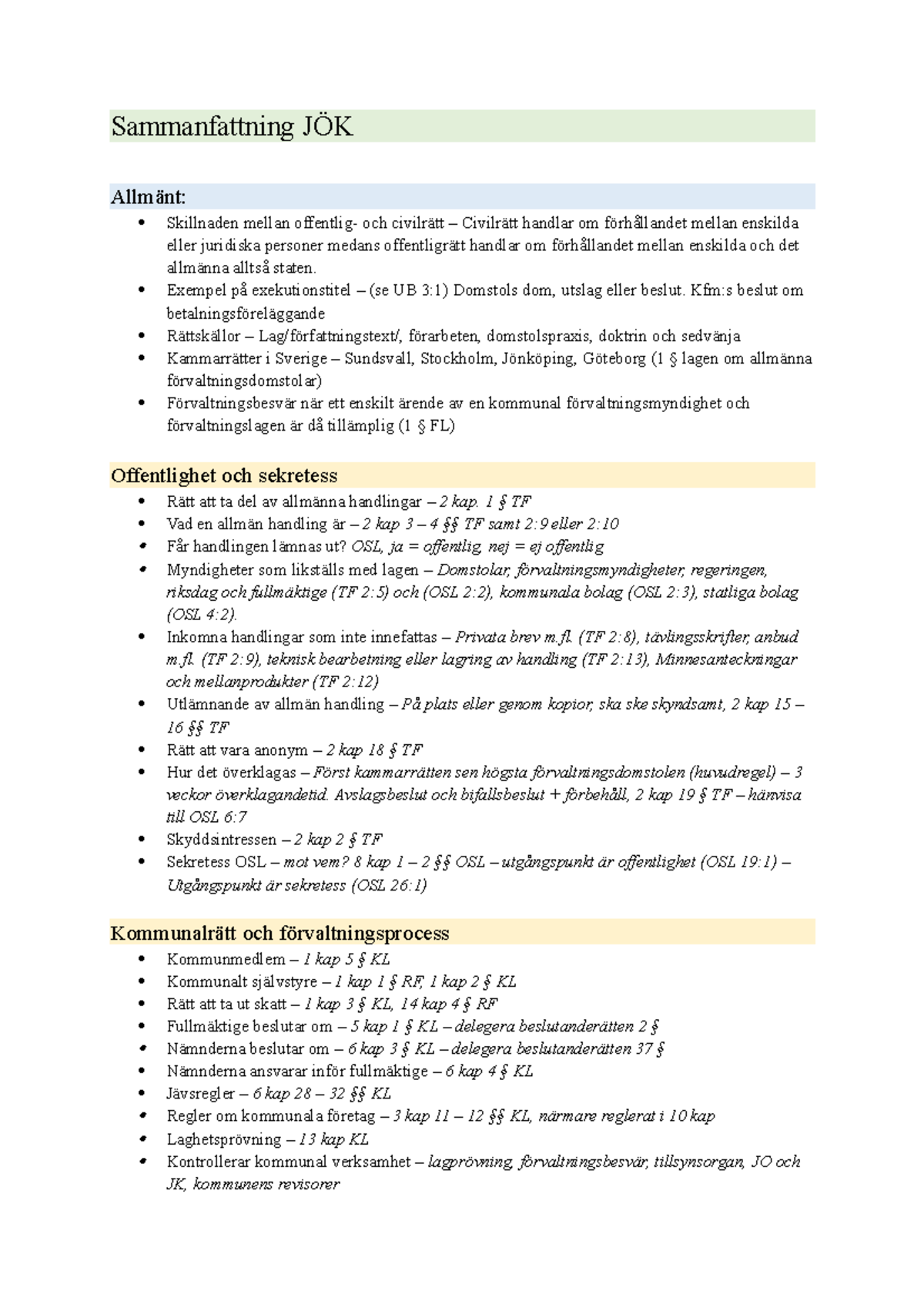 Sammanfattning JÖK - Sammanfattning JÖK Allmänt: Skillnaden mellan ...