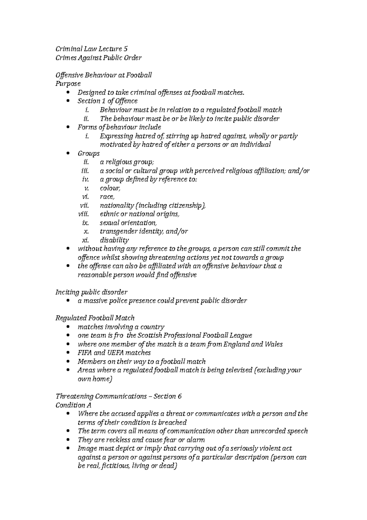 Lecture 5 - Crimes Against Public Order - Criminal Law Lecture 5 Crimes ...