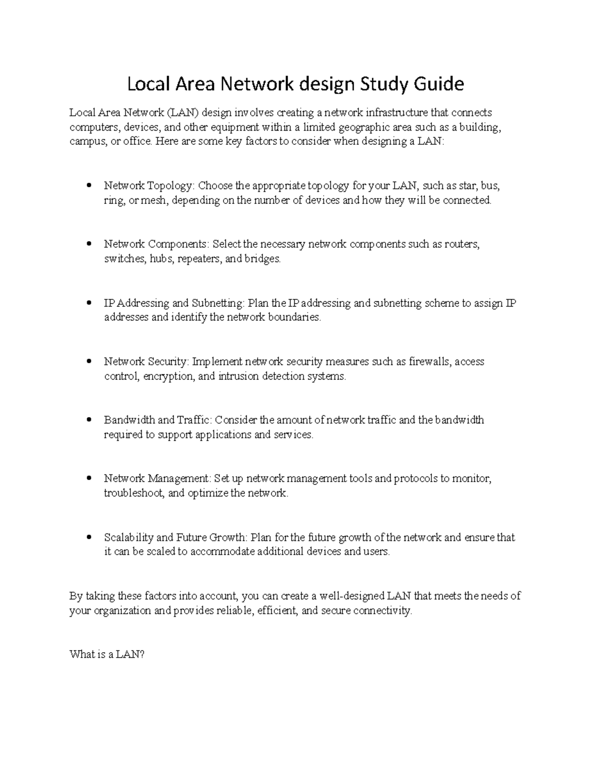 Local Area Network design Study Guide - Here are some key factors to ...