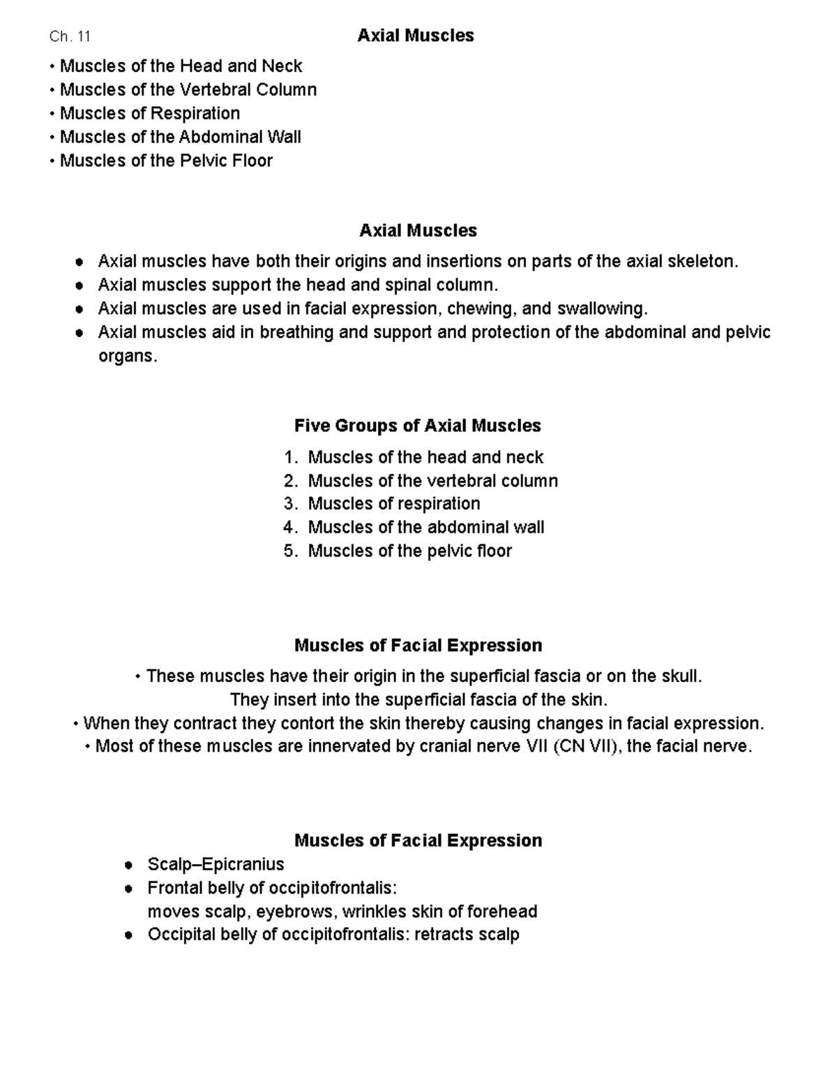 Axial Muscles - Ch. 11 Axial Muscles Muscles of the Head and Neck ...
