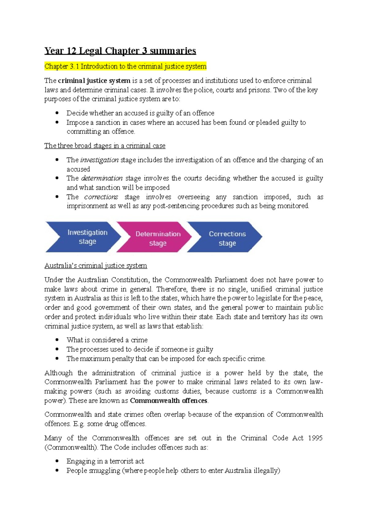 Year 12 Legal Chapter 3 summaries - Year 12 Legal Chapter 3 summaries ...