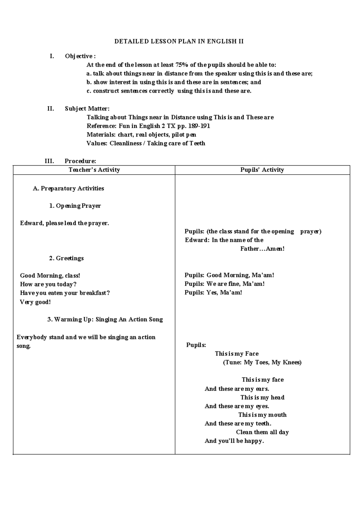 Detailed Lesson PLAN IN English II - DETAILED LESSON PLAN IN ENGLISH II ...