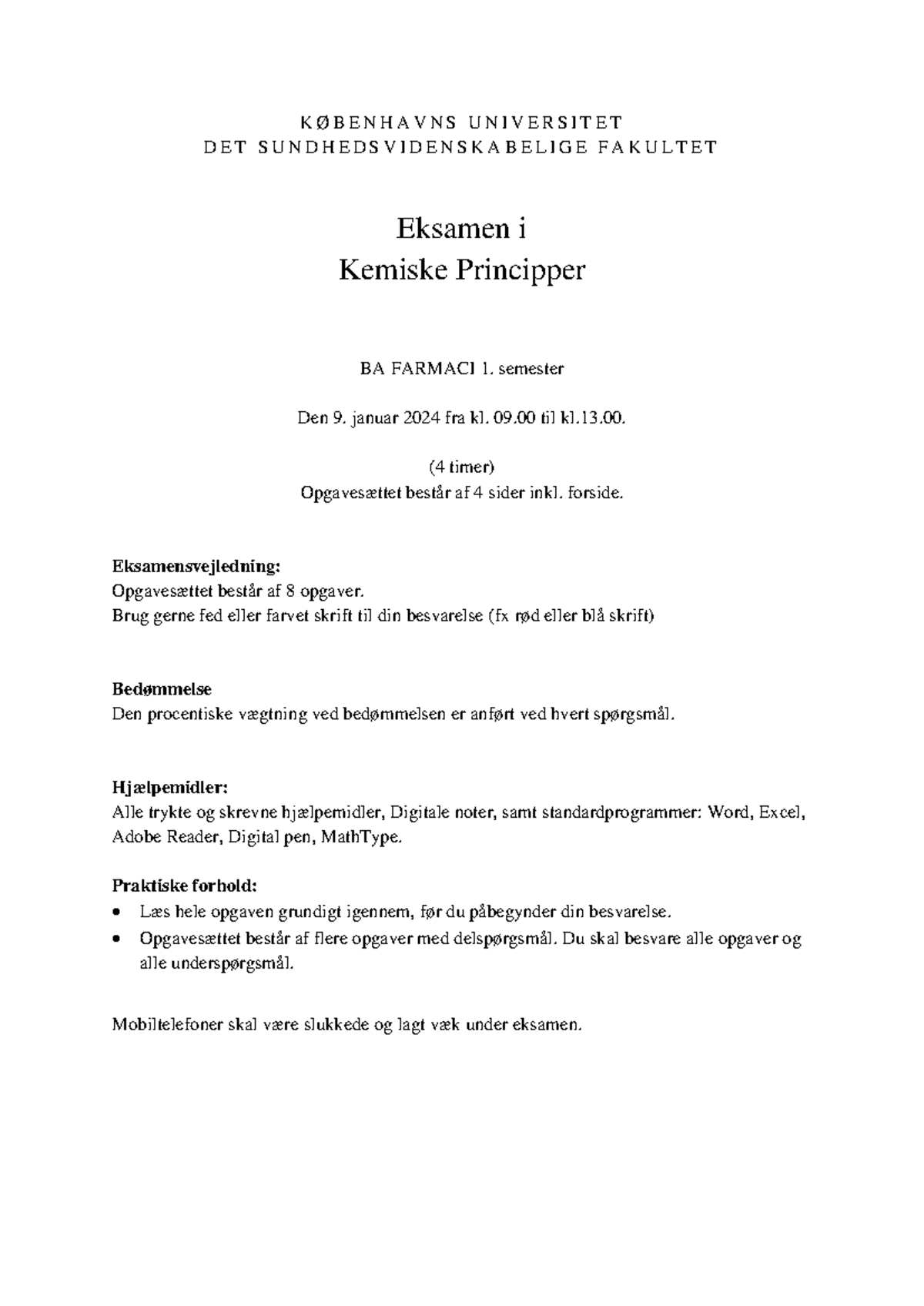Eksamen 2024 jan - dwadwadaw - K Ø B E N H A V N S U N I V E R S I T E T D E T S U N D H E D S V ...