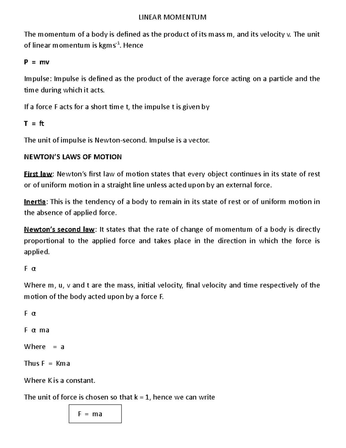 Linear Momentum LINEAR MOMENTUM The Momentum Of A Body Is Defined As linear-momentum-linear-momentum-the-momentum-of-a-body-is-defined-as