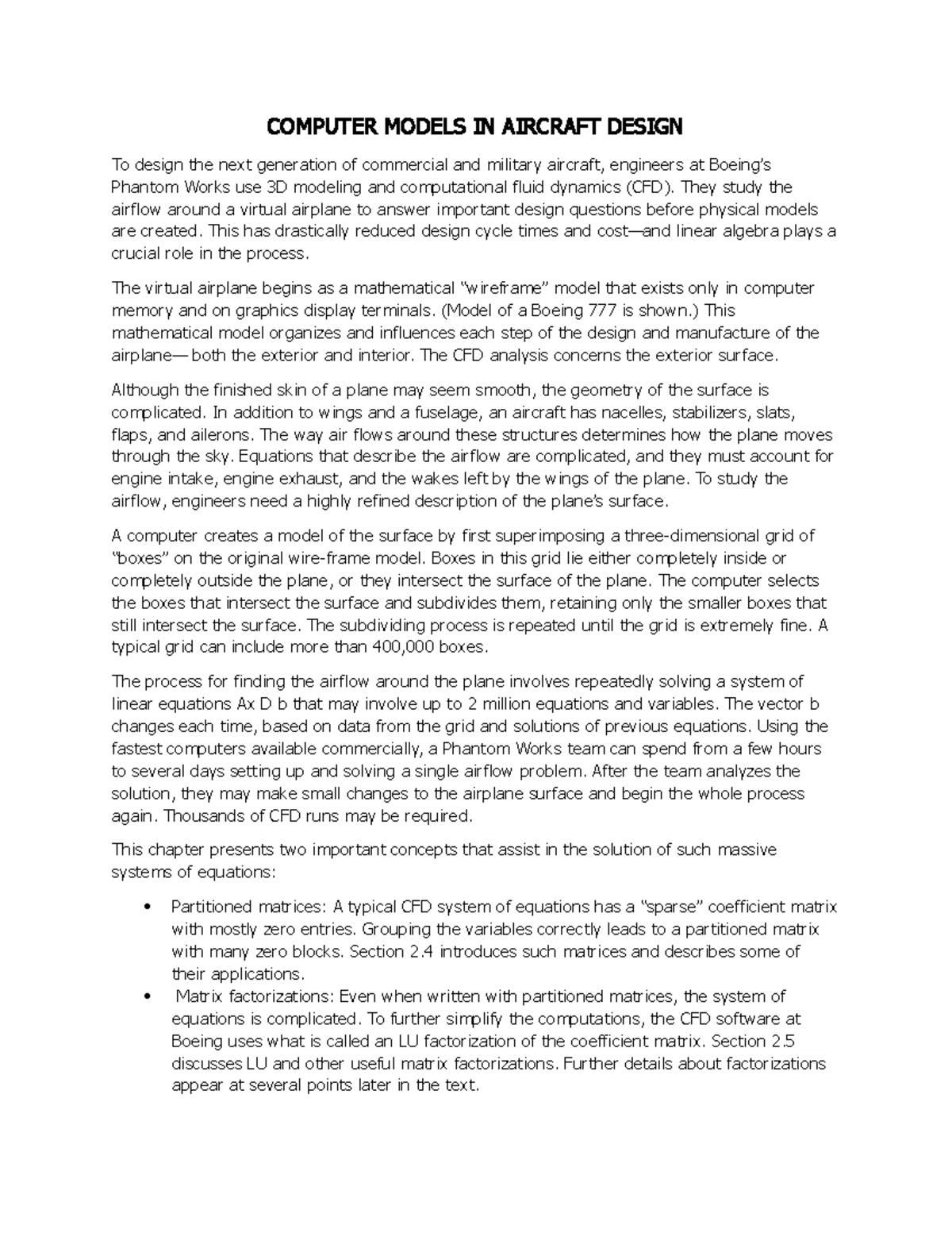 Computer Models IN Aircraft Design - COMPUTER MODELS IN AIRCRAFT DESIGN ...