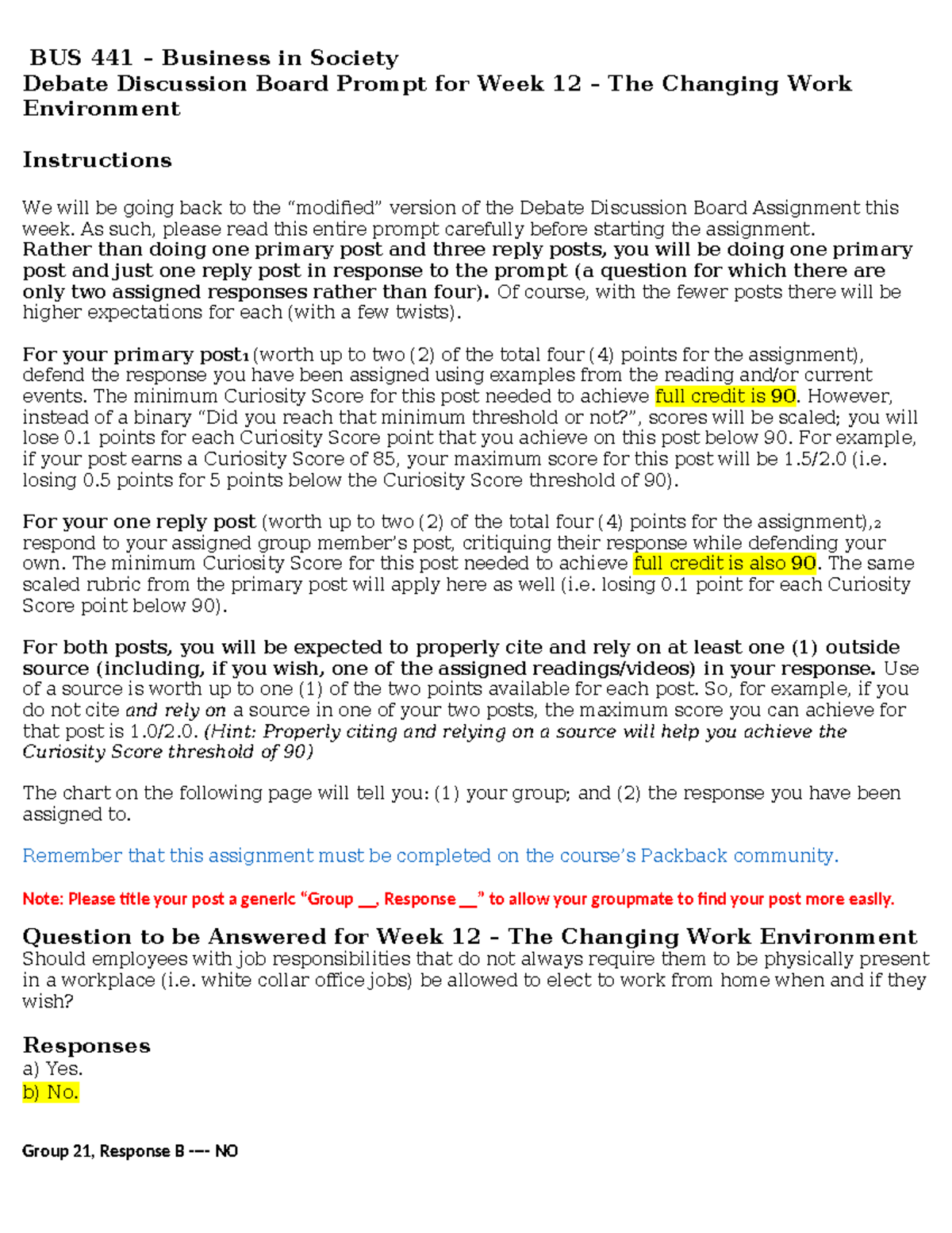 Debate Discussion Board #12 - As such, please read this entire prompt ...