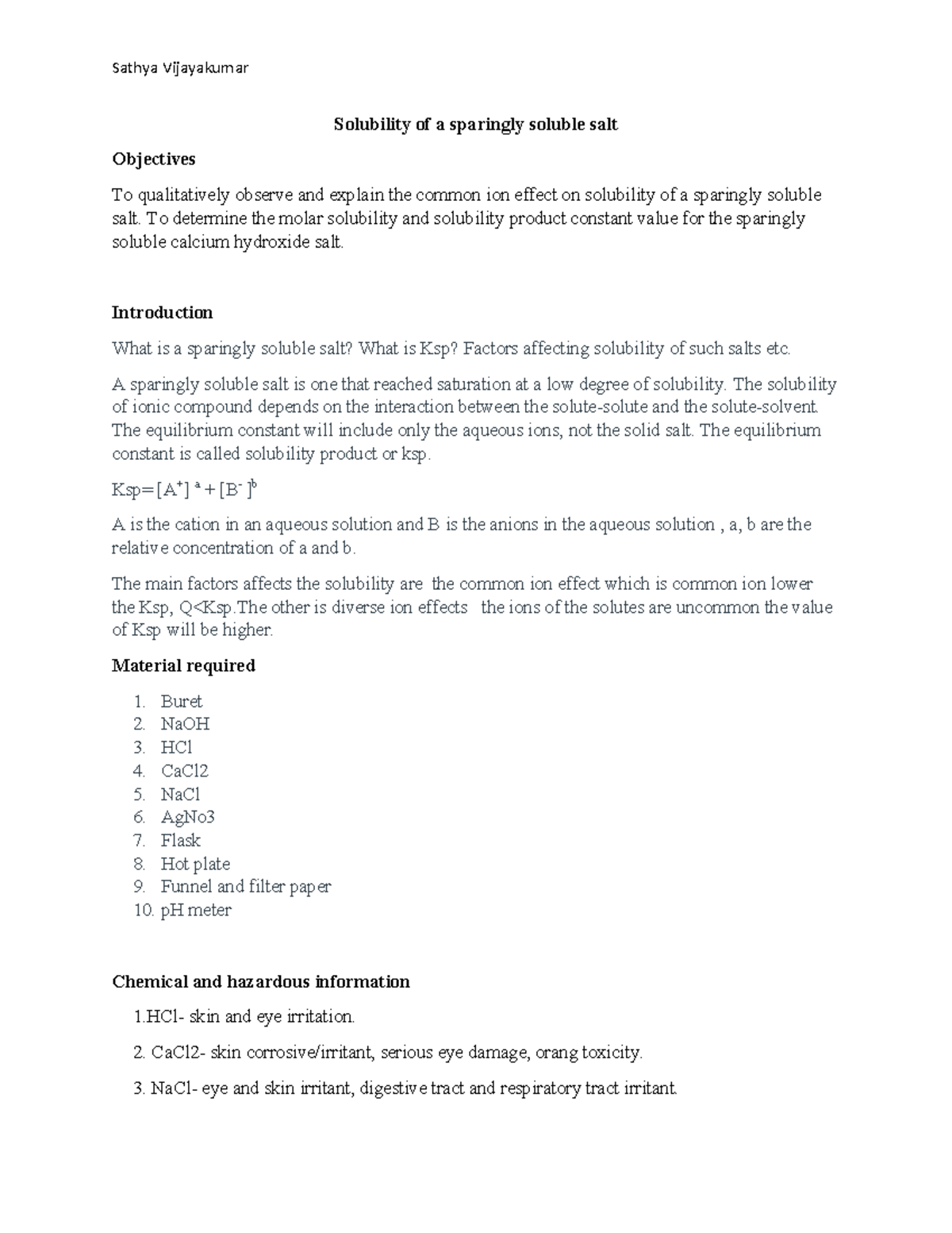Solubility of soluble salt - Solubility of a sparingly soluble salt ...