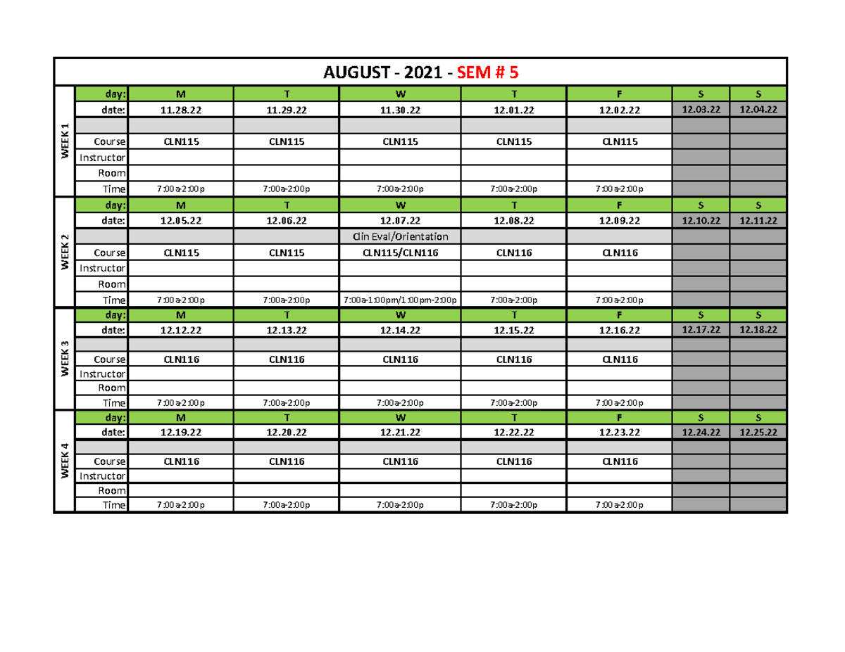 EH - DAY - 08.2021 - SEM 5 - 11.28.2022 - 02 - day: M T W T F S S date ...