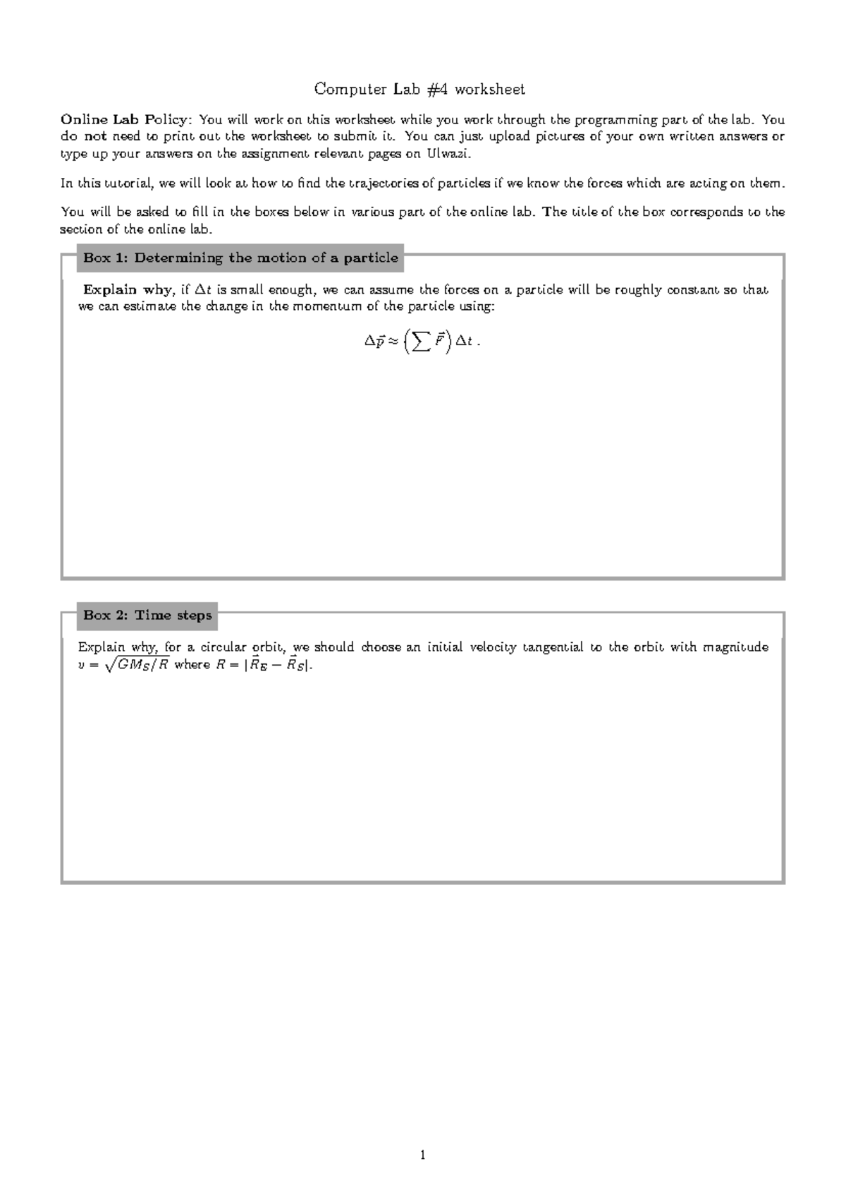 Lab4 online worksheet - practice - Computer Lab #4 worksheet Online Lab Policy: You will work on ...