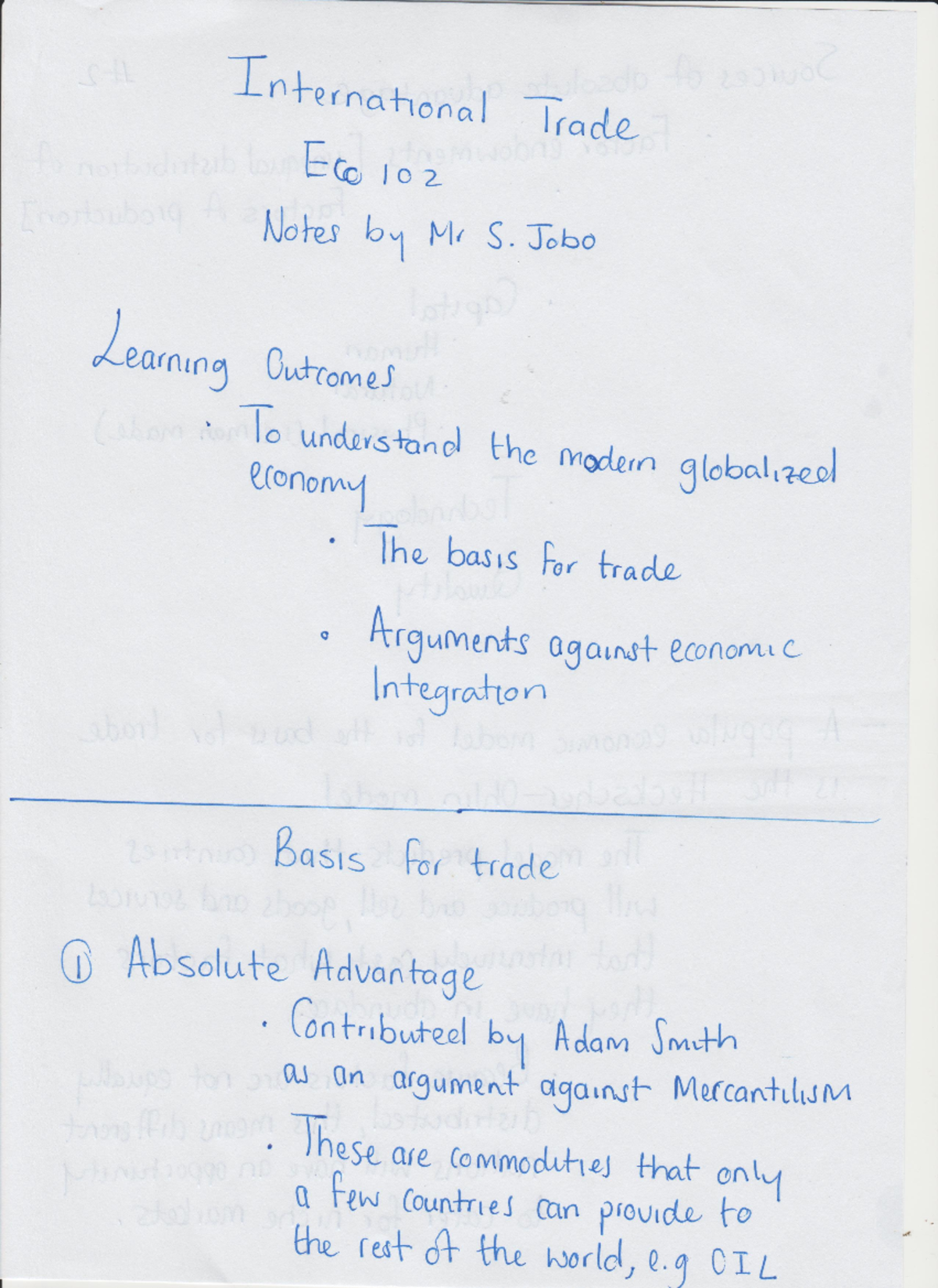 Supplementary International Trade Notes - International Trade Eco 102 ...