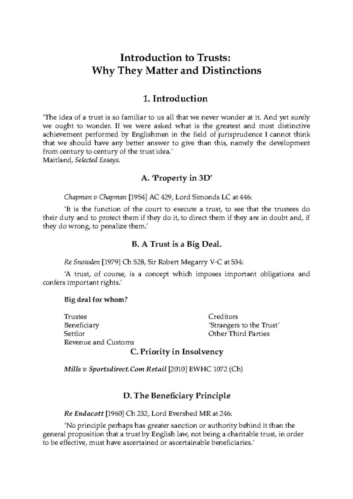 Introduction to Trusts and Distinctions Handout - Introduction to ...