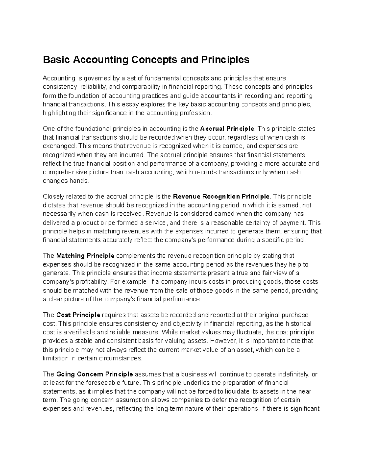 Basic Accounting Concepts and Principles - Basic Accounting Concepts ...