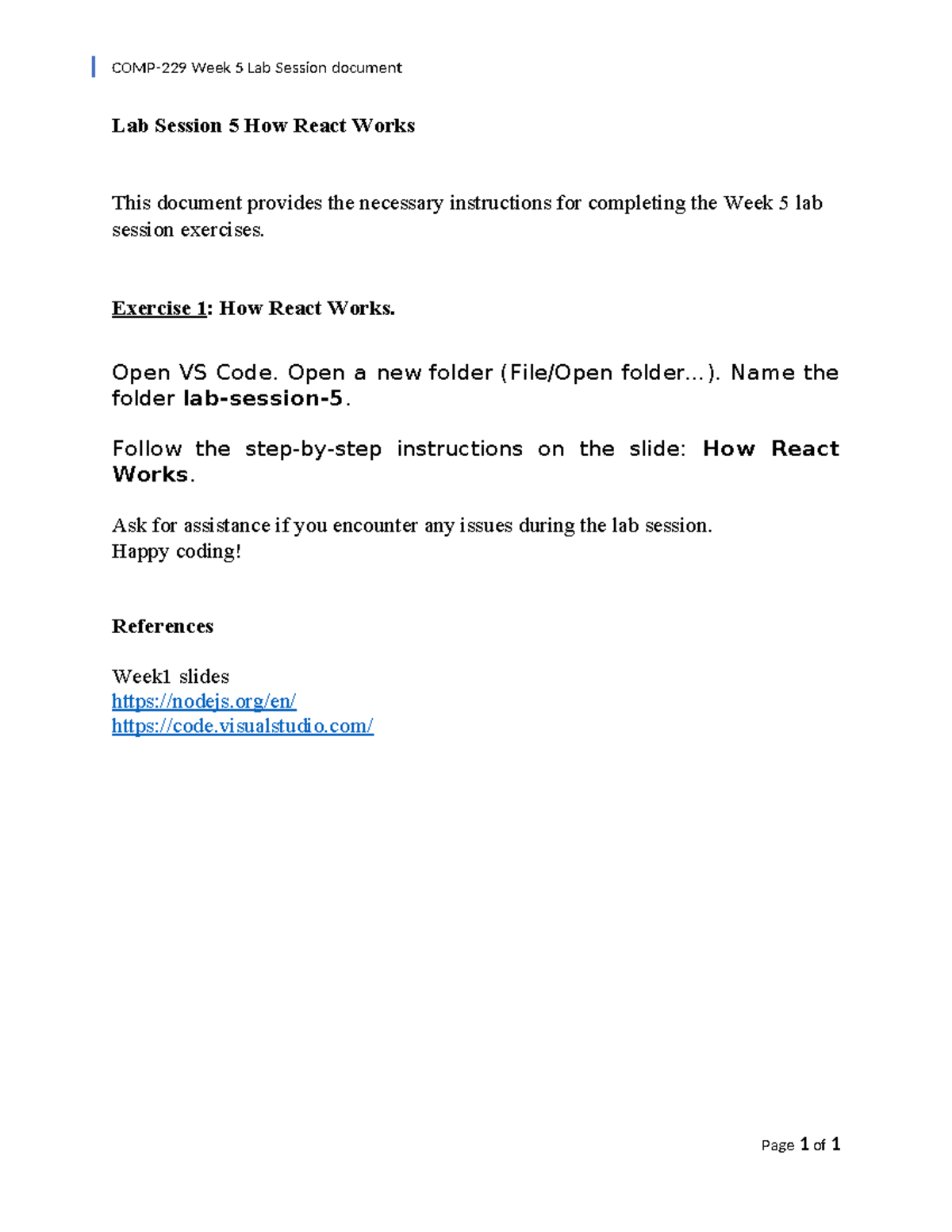 COMP-229 Week 5 Lab Session Document F23 - How React Works - COMP-229 Week 5 Lab Session ...