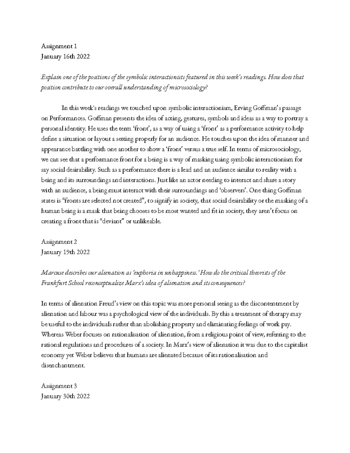 2271 Tutorial Assignments - Assignment 1 January 16th 2022 Explain one ...