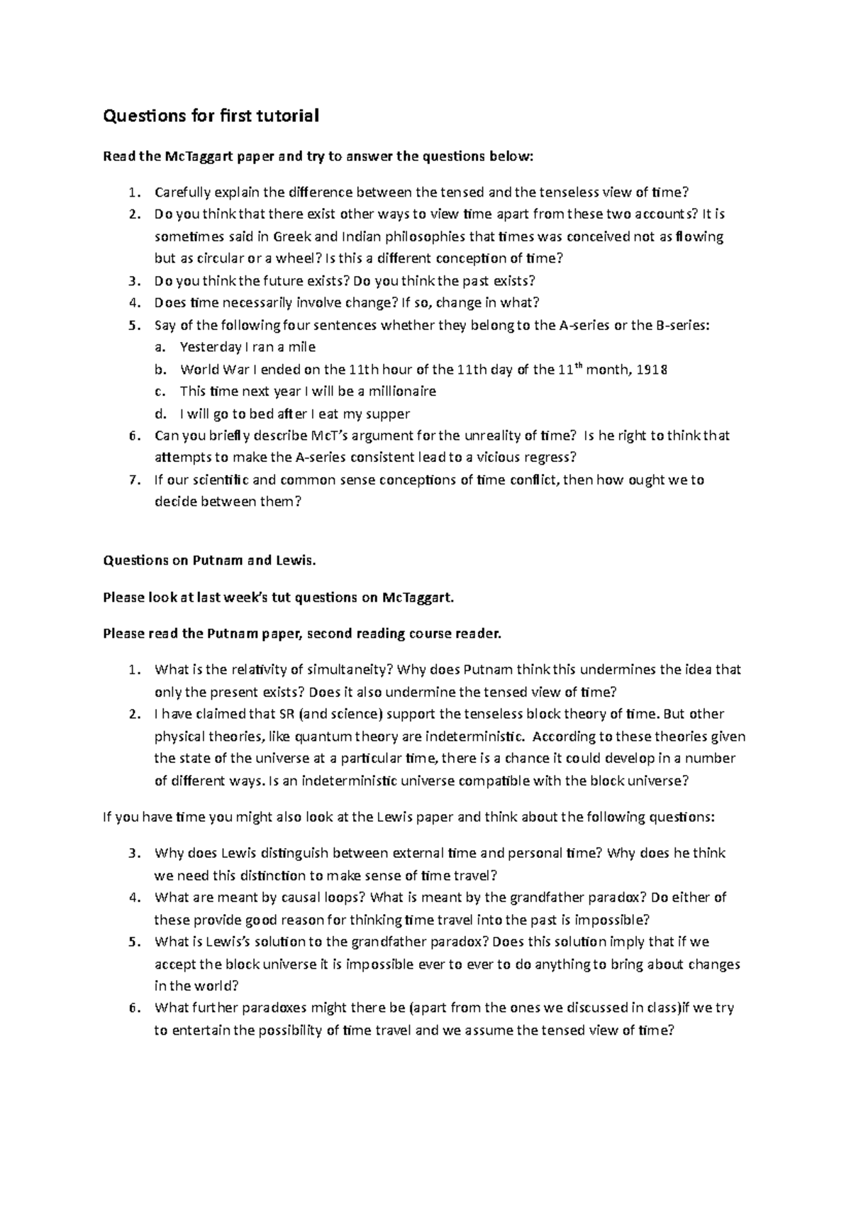 1. Questions on Mc T, Special relativity and time travel - Questions ...