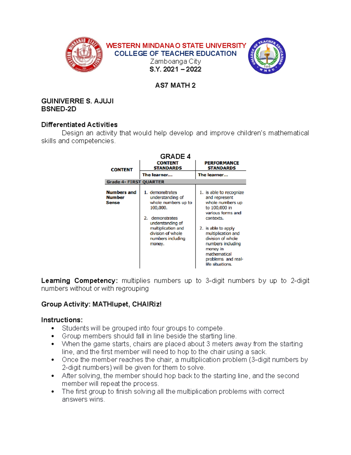 Differentiated Activities For Teaching Mathematics In Primary Grades