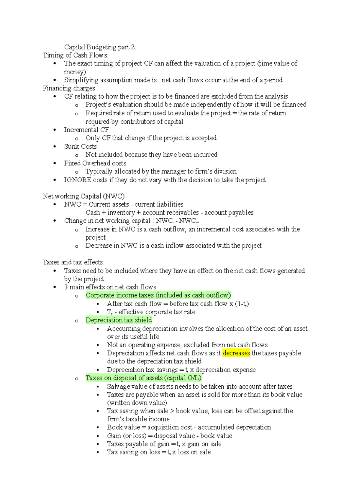 Lecture 8 - Capital Budgeting part 2: Timing of Cash Flows: The exact ...