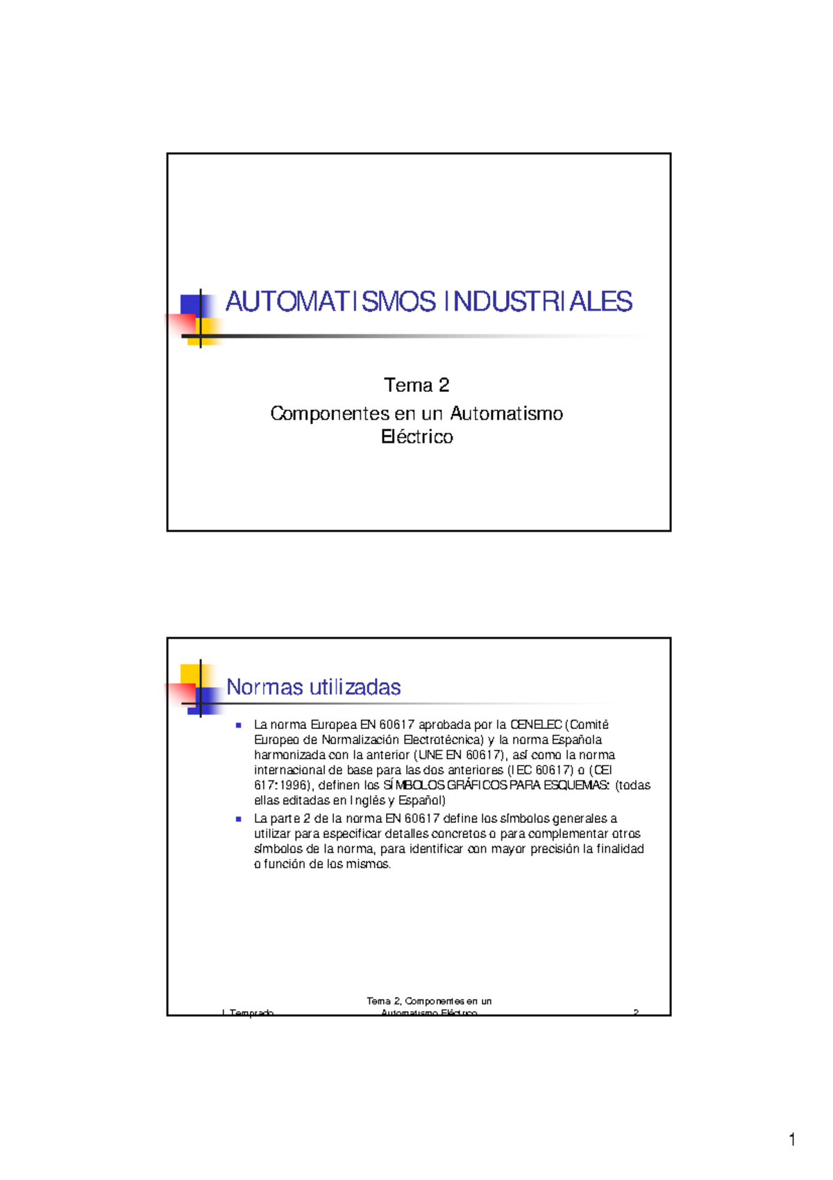 Automatismos Electricos - AUTOMATISMOS INDUSTRIALES Tema 2 Componentes ...