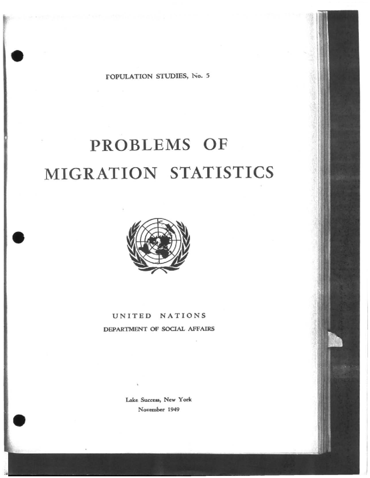 1950 POMS-E - AWDWAD - • • rOPULATION STUDIES, l'io. 5 PROBLEMS OF MIGRATION STATISTICS UNITED ...