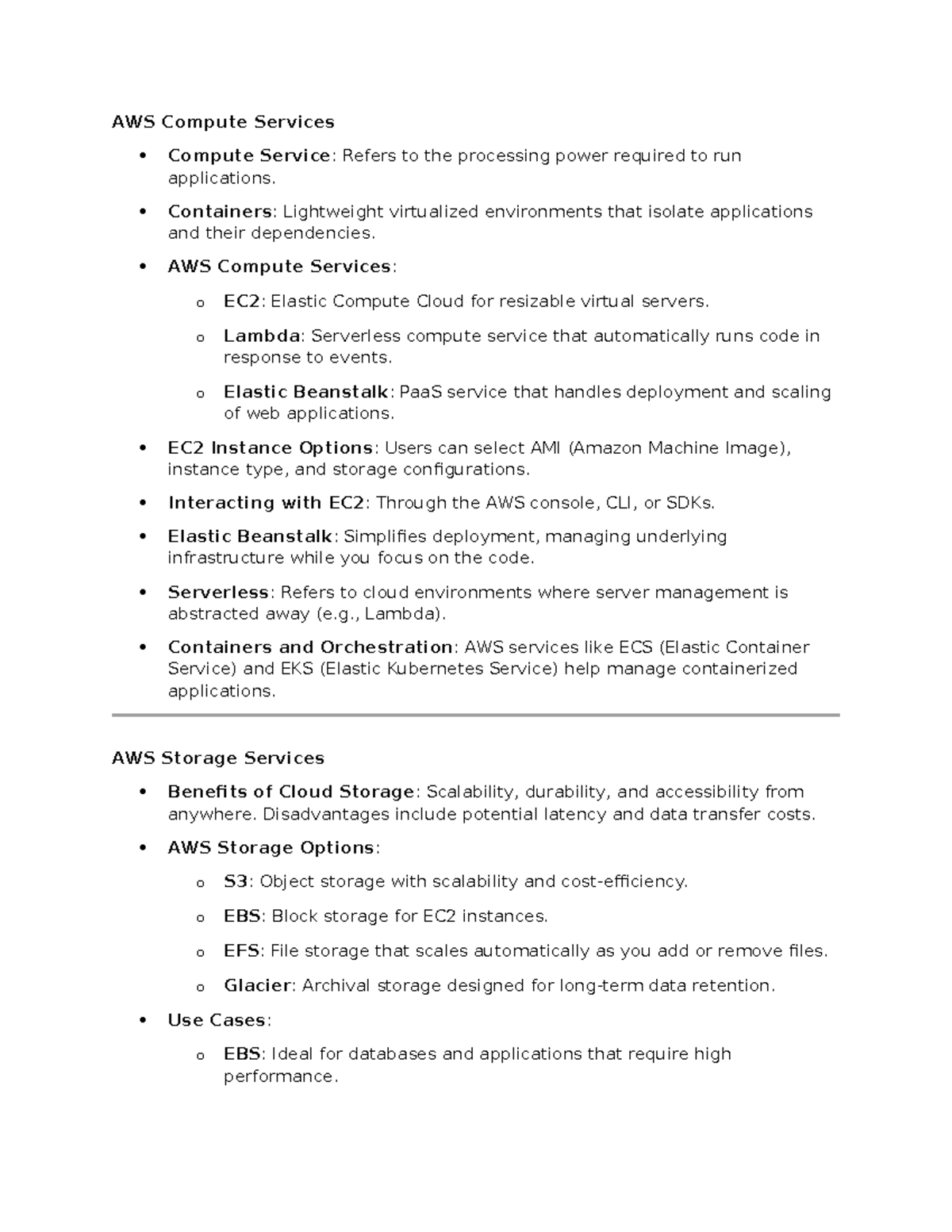 Study Guide AWS - AWS Compute Services Compute Service: Refers to the processing power required ...