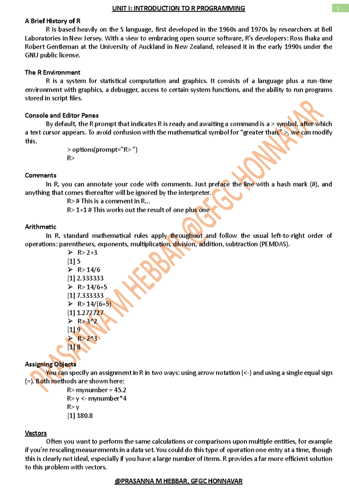 Stat Procandr Unit01 Computing And R Programming Notes A Brief History Of R R Is Based Heavily