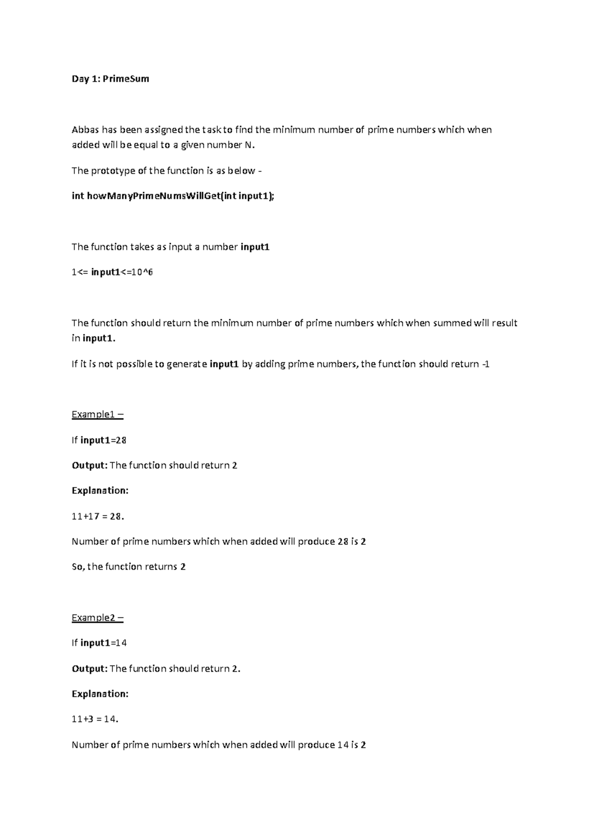 Assignment Day 4 - Test - Day 1: PrimeSum Abbas has been assigned the ...