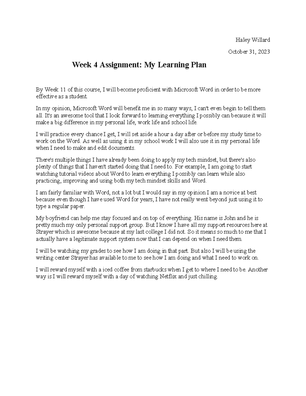 CIS Week4Adone - week 4 done - Haley Willard October 31, 2023 Week 4 ...