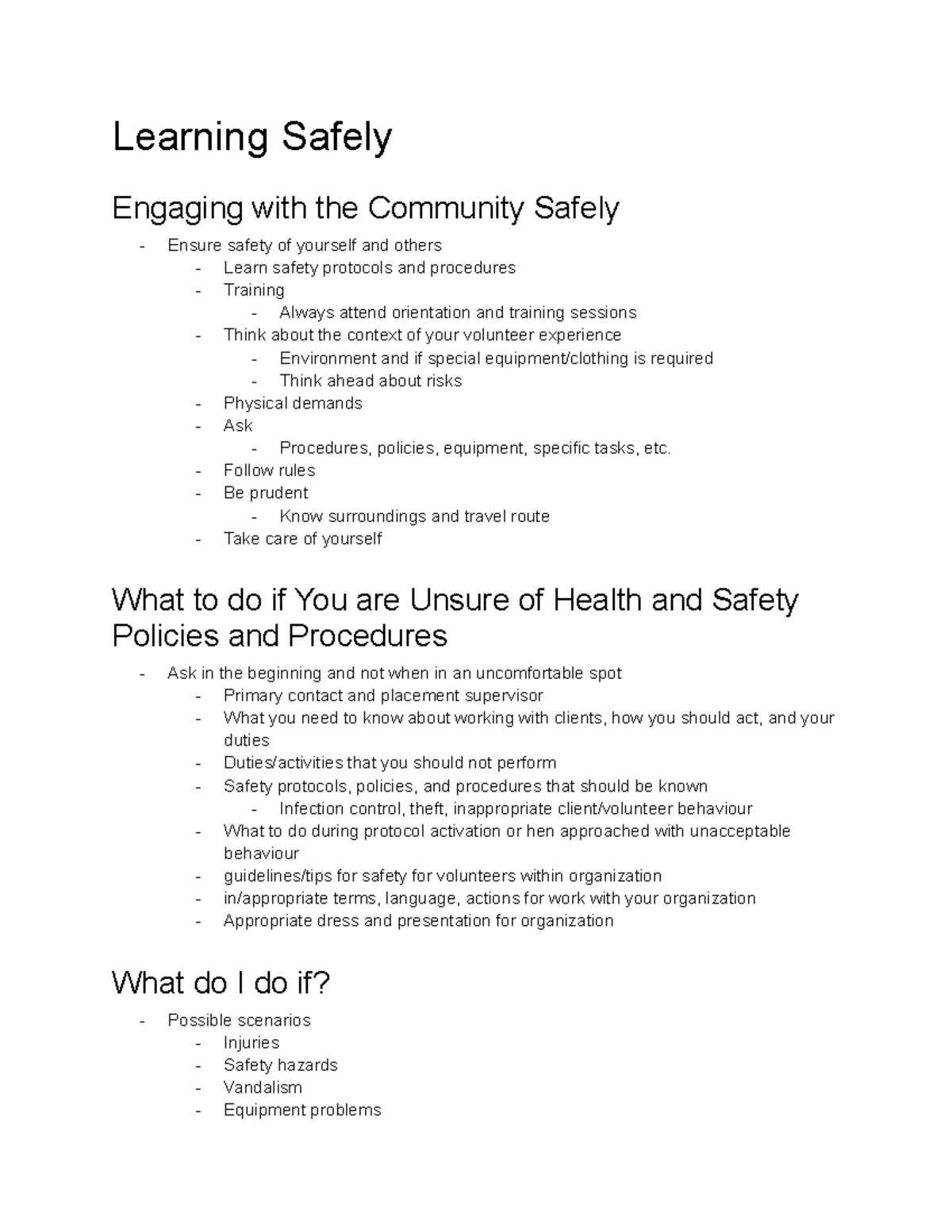 Lesson 10 Learning Safely - Learning Safely Engaging with the Community ...