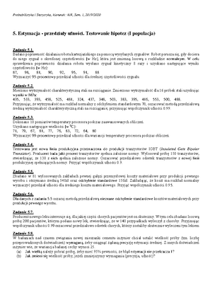Zadania 1 - Probabilistyka i Statystyka, kierunek: AiR, Sem. 1, 2019/ 1. Prawdopodobieństwo ...