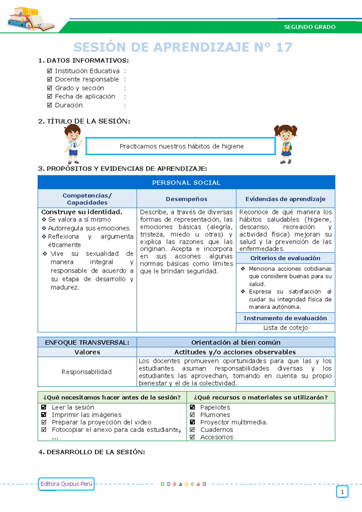 1.- Sesiones de aprendizaje - EDA II Semana 3 - Editora Quipus Perú - Editora Quipus Perú v ...