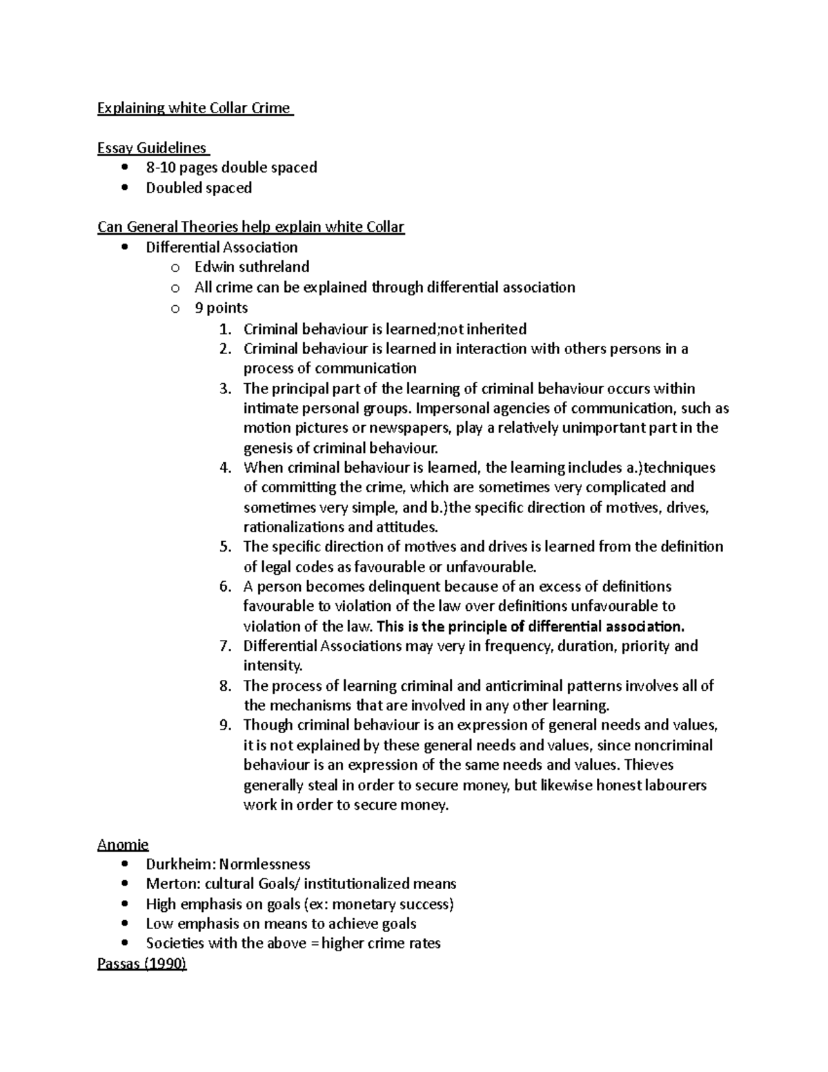 Explaining white Collar Crime - Criminal behaviour is learned;not ...