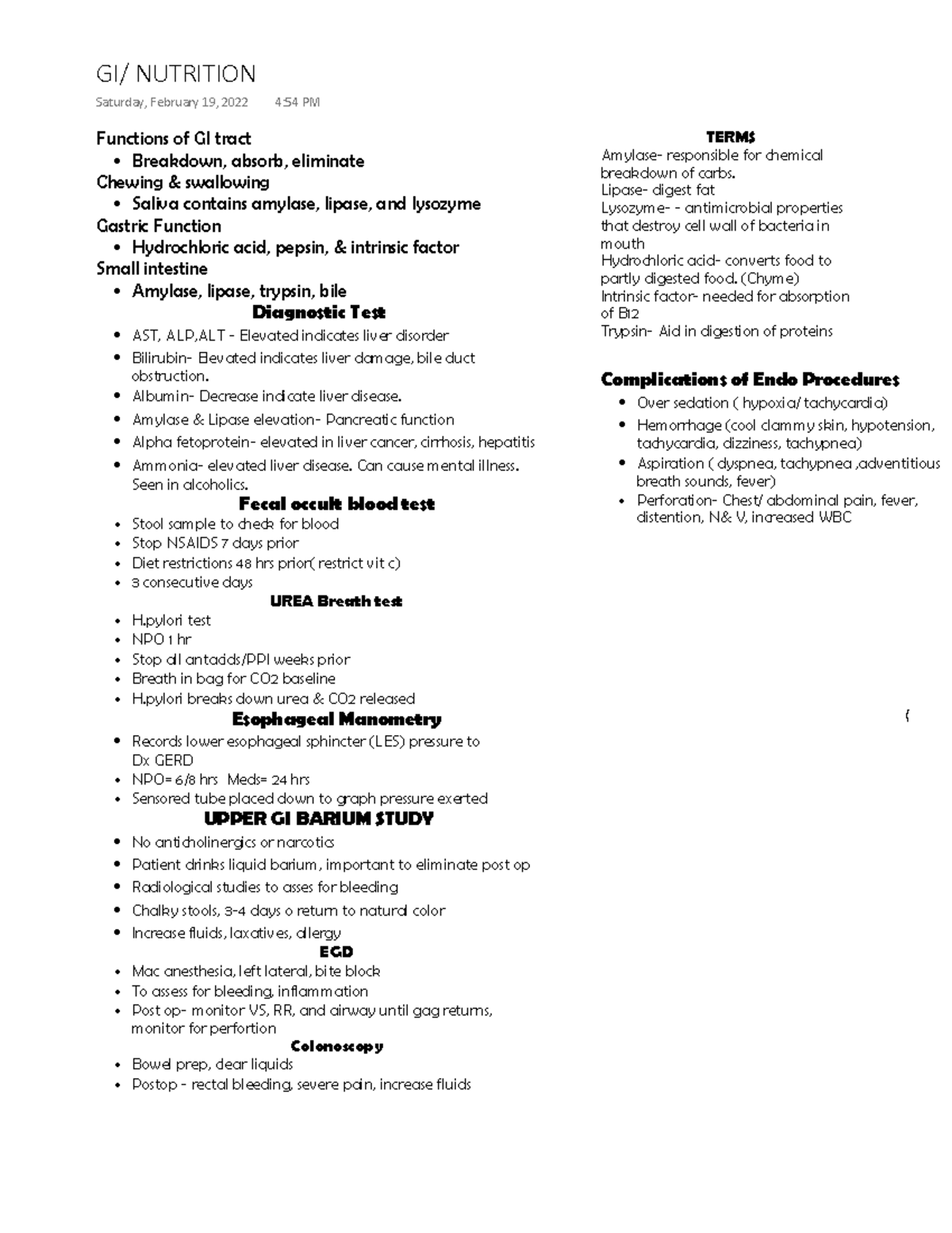 GI nutrition - Studocu