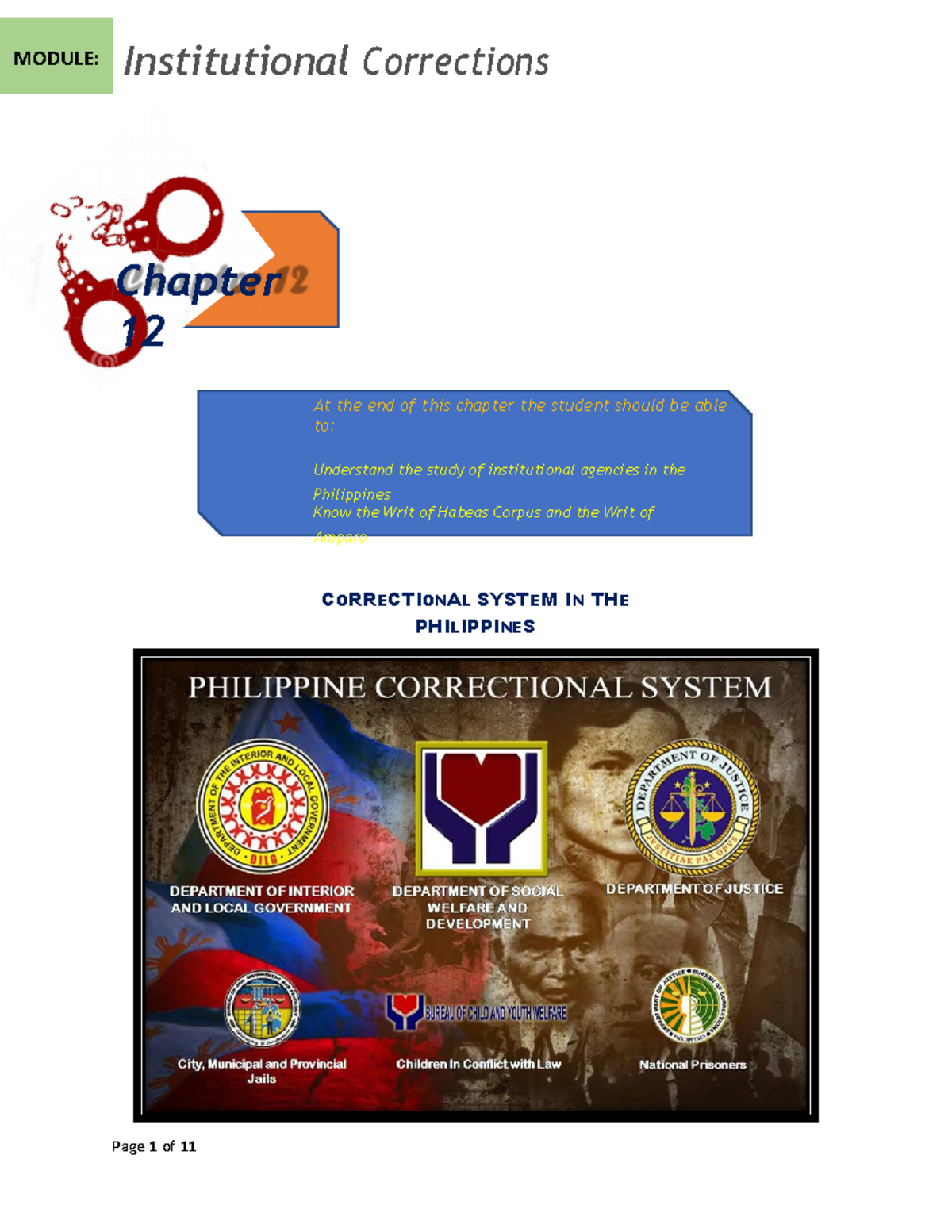 Chapter 12 - Olcpcad 1 - Institutional Corrections - CORRECTIONAL ...