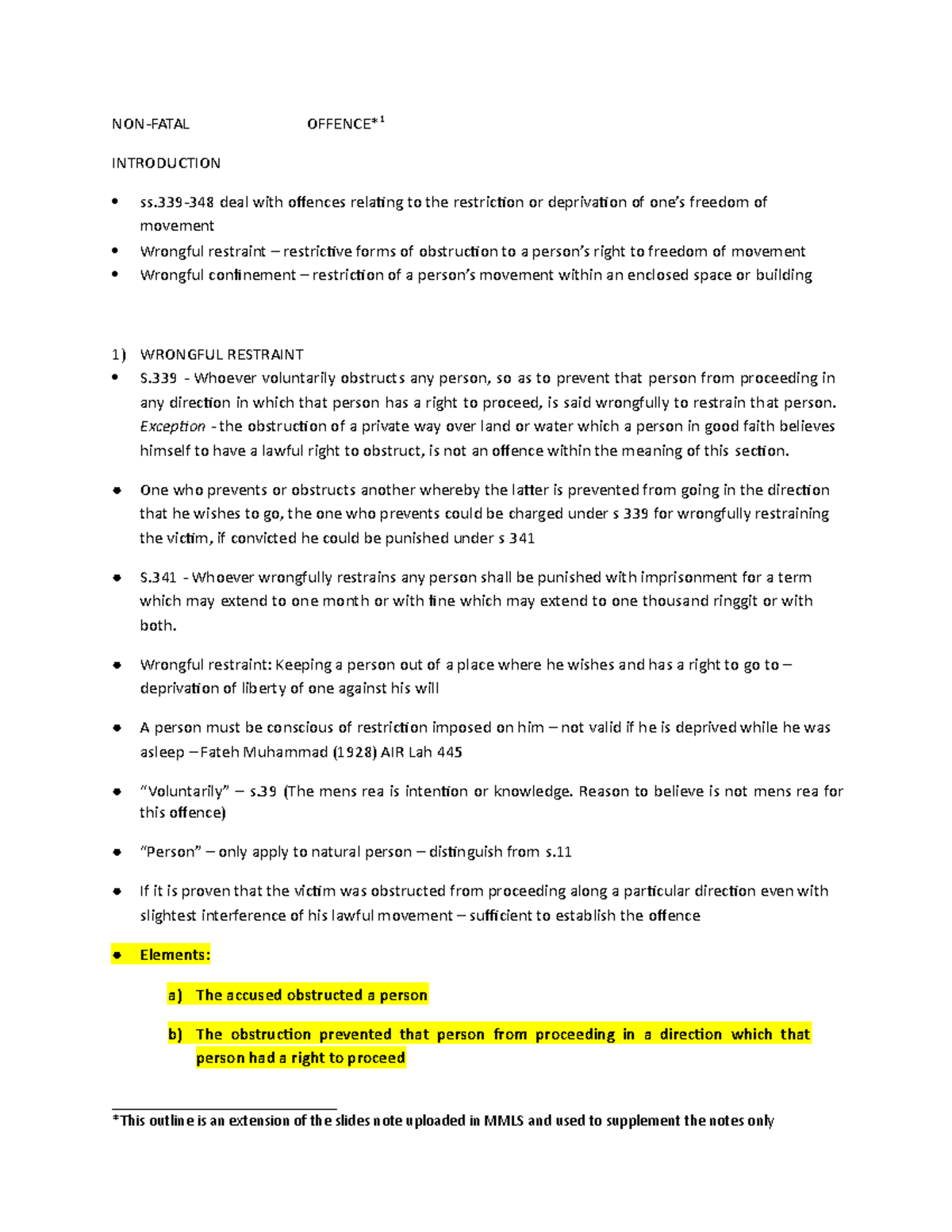 359009 Outlines- Nonfatal - NON-FATAL OFFENCE* 1 INTRODUCTION ss-348 ...