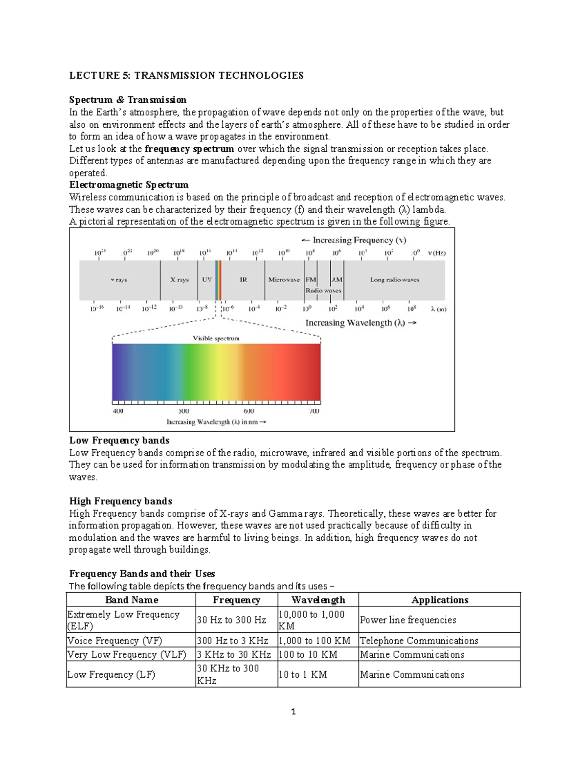 Lecture 5 Transmission Technologies - LECTURE 5: TRANSMISSION ...
