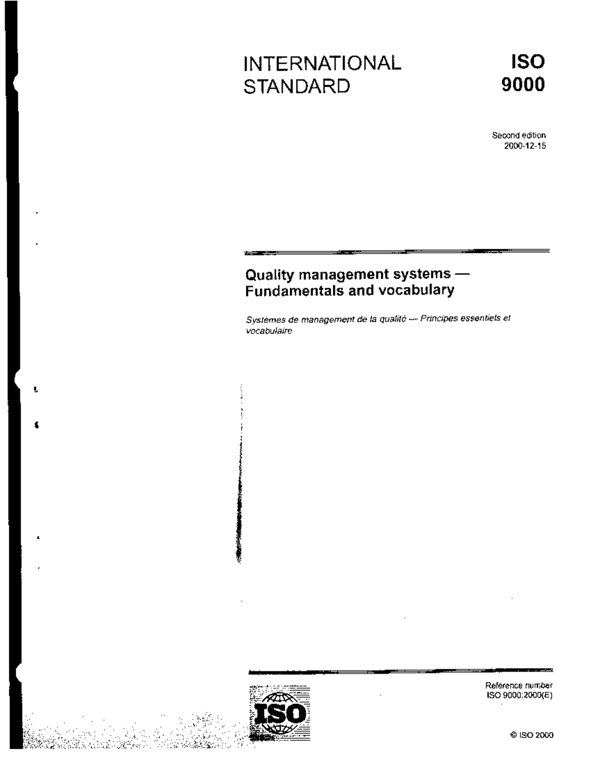 Iso 9000 Quality Management Systems Fundamental And Vocabulary 2Ed ...
