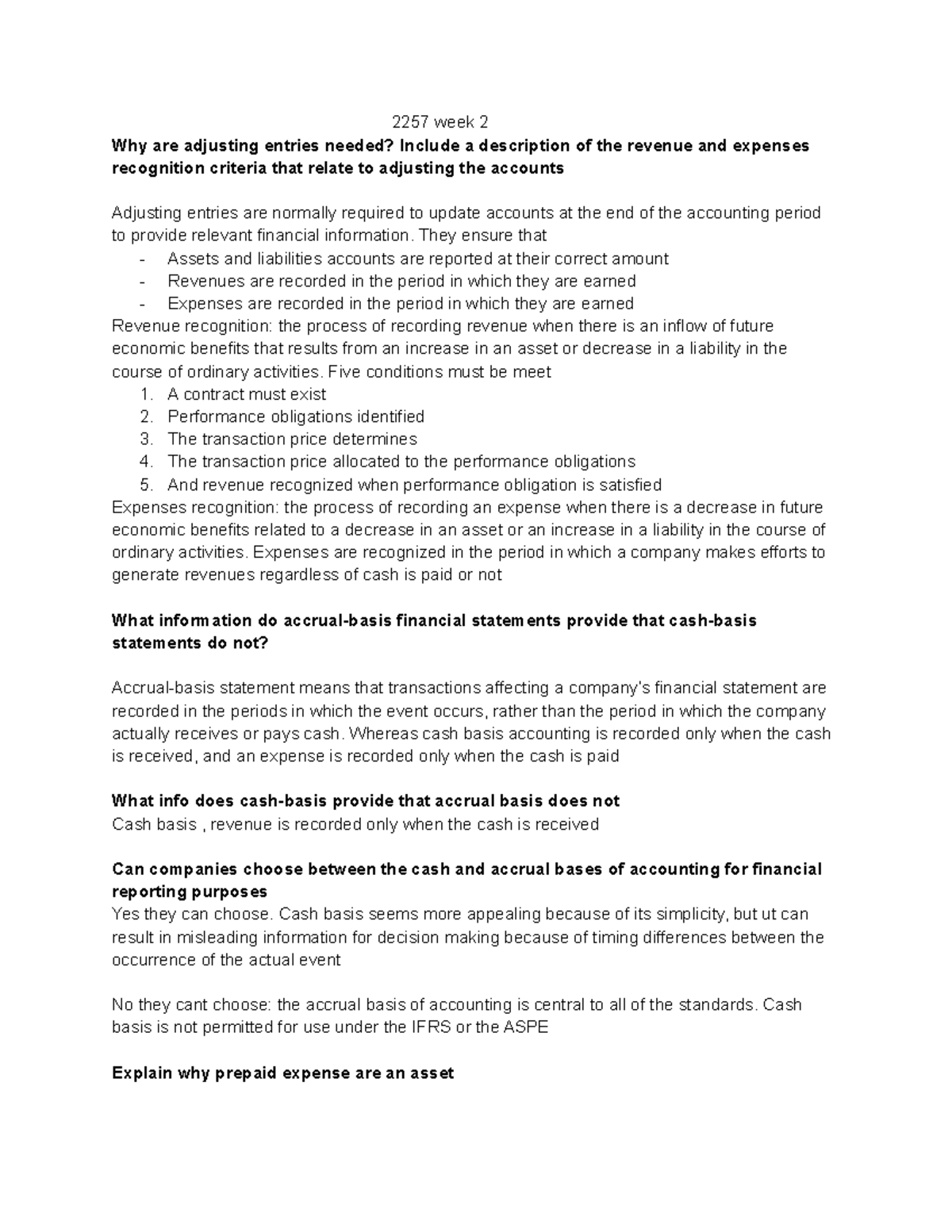 Untitled document-3 - good doc - 2257 week 2 Why are adjusting entries ...