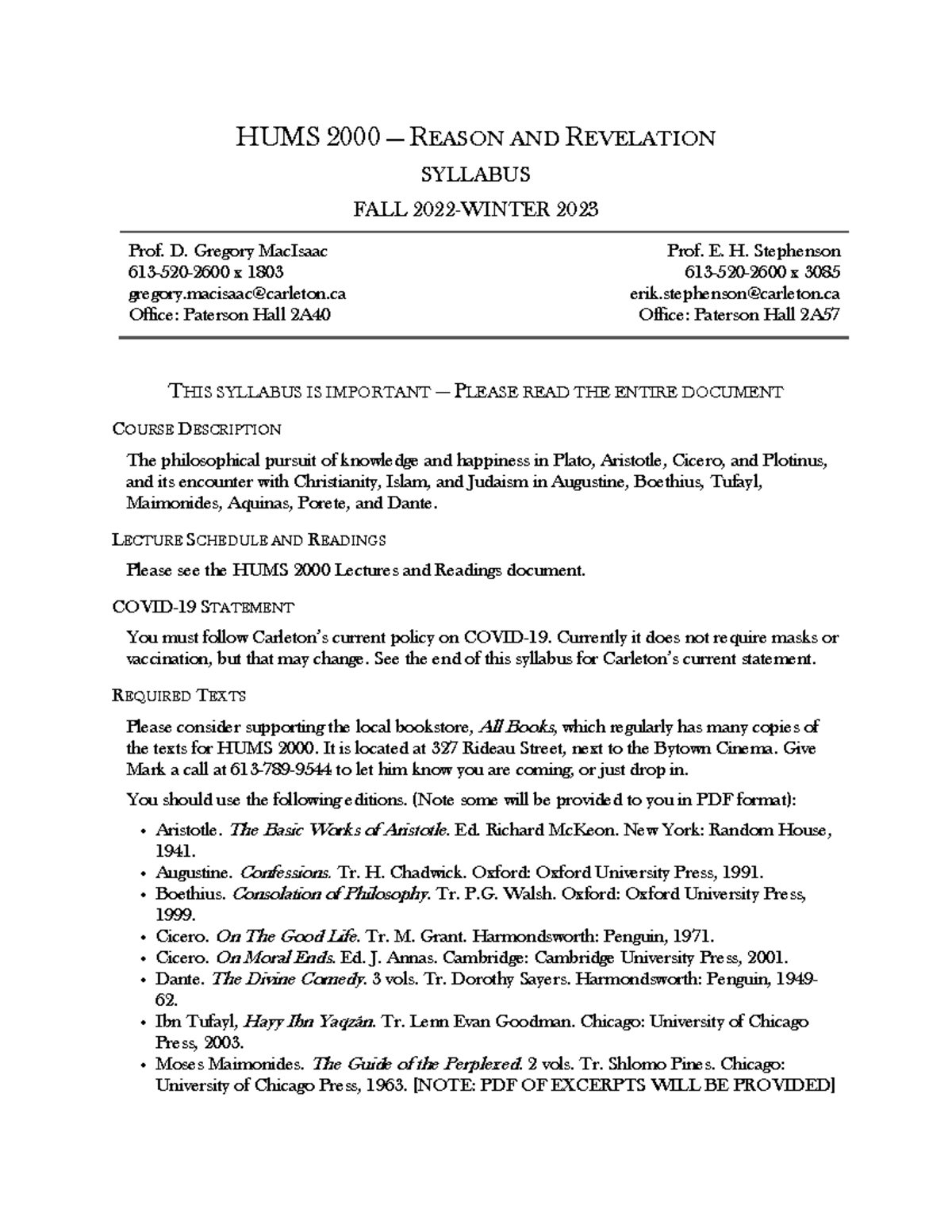 Gkui-juse-ncbde - Course Outline - HUMS 2000 4 REASON AND REVELATION ...