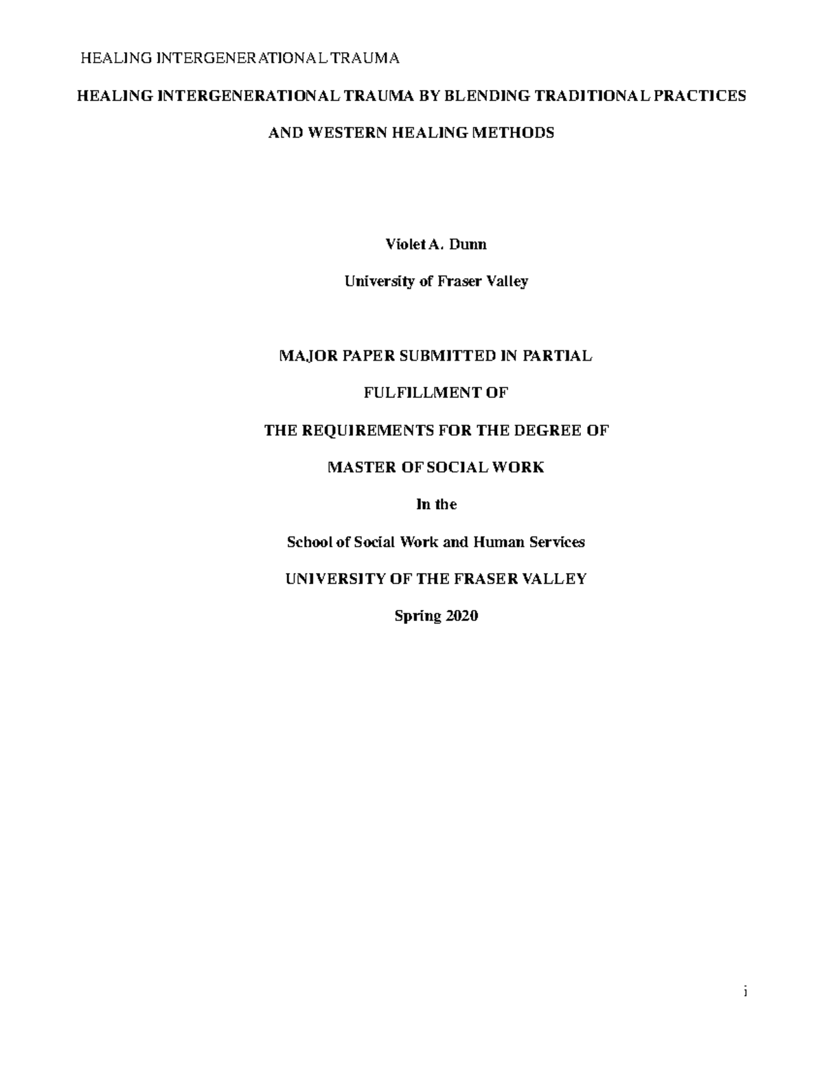 Dunn Violet-Healing Intergenerational Trauma-2020 - i HEALING ...