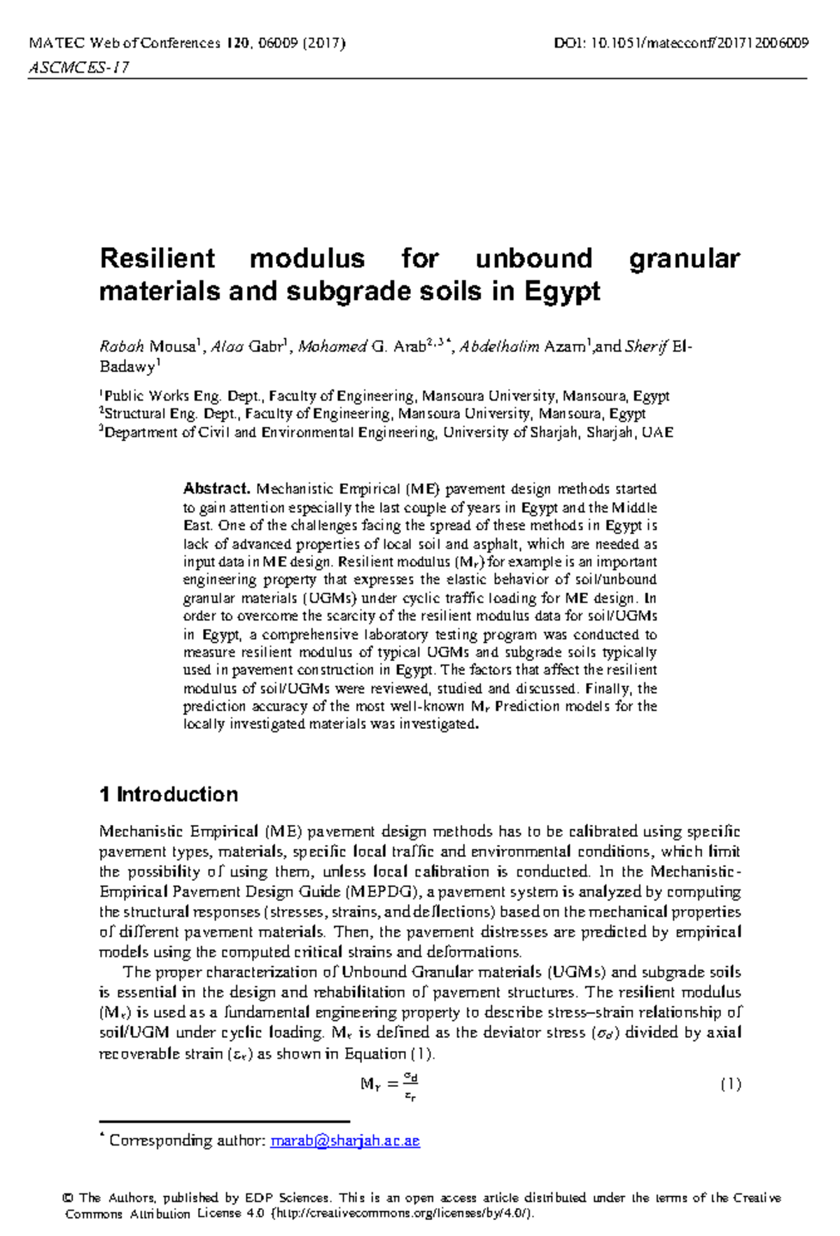 1. Resilient modulus for unboung granular materials and subgrade soils ...