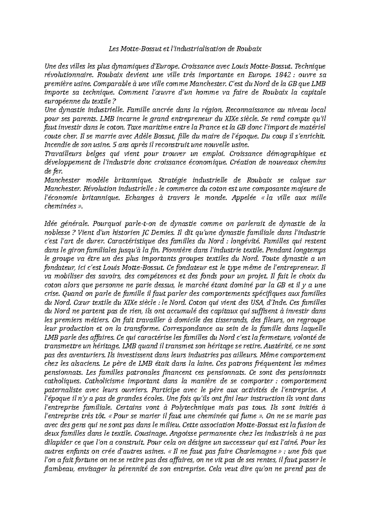 Les Motte-Bossut et l’industrialisation de Roubaix - Croissance avec ...