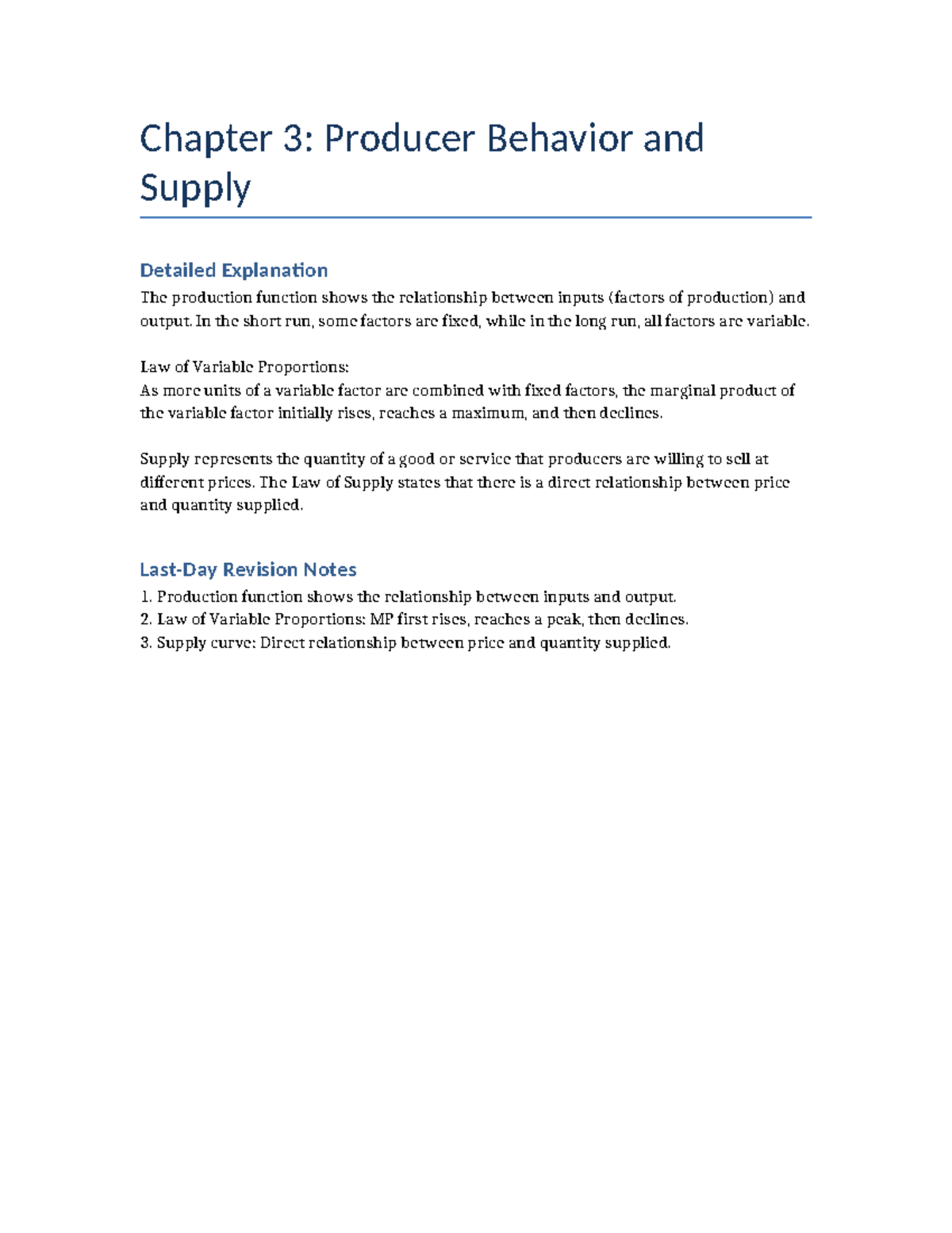 Chapter 3 Producer Behavior and Supply - Chapter 3: Producer Behavior ...