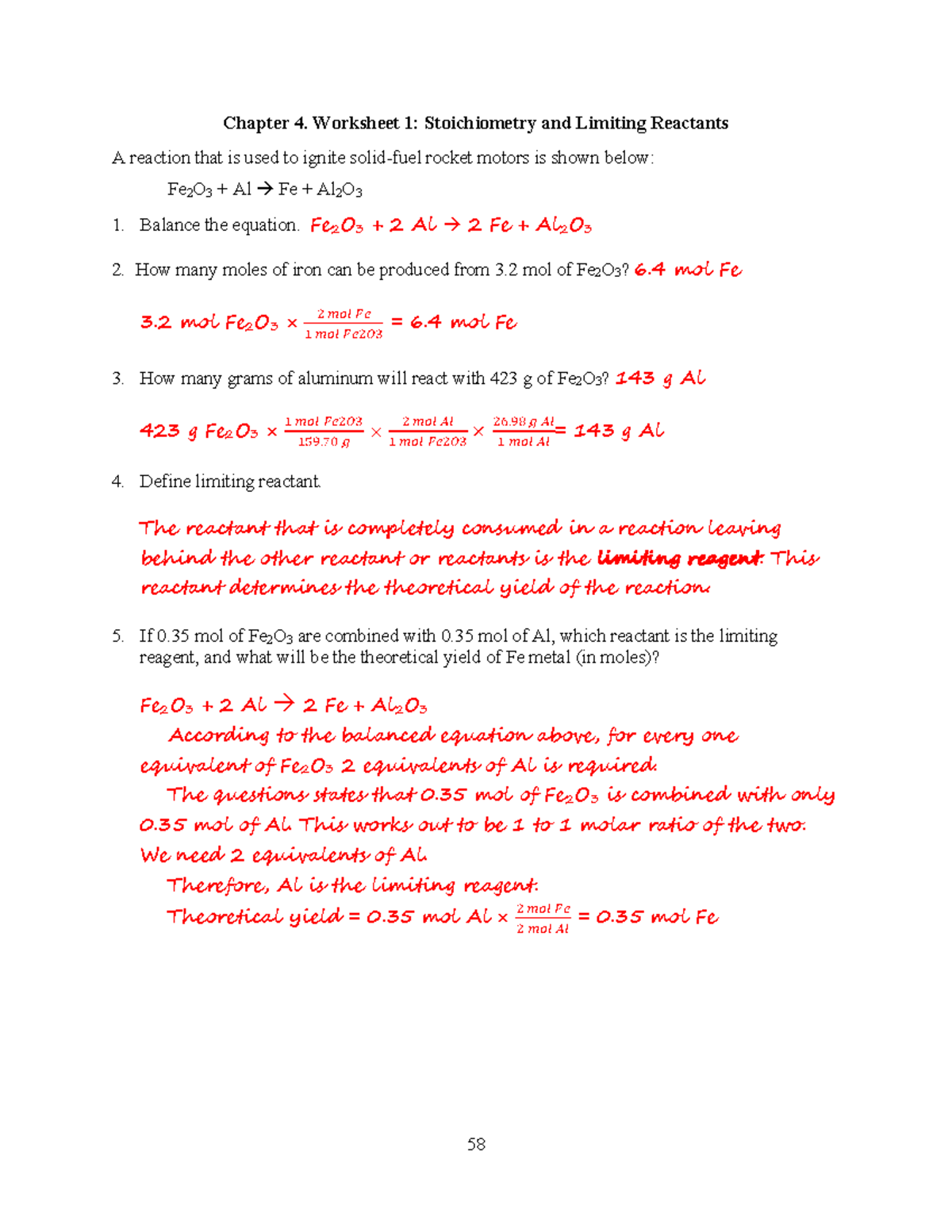 Chapter 04 Worksheet Worked - 58 Chapter 4. Worksheet 1: Stoichiometry ...