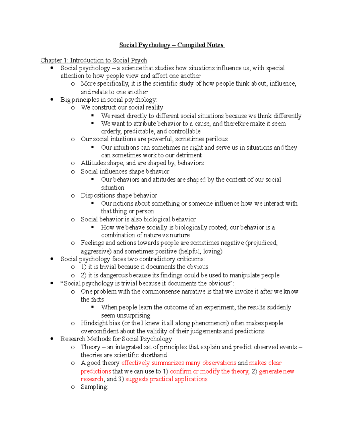 Social Psychology Compiled notes - Social Psychology – Compiled Notes ...