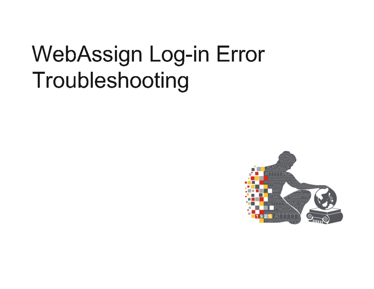 Web Assign Log In Error Troubleshooting - WebAssign Log-in Error ...