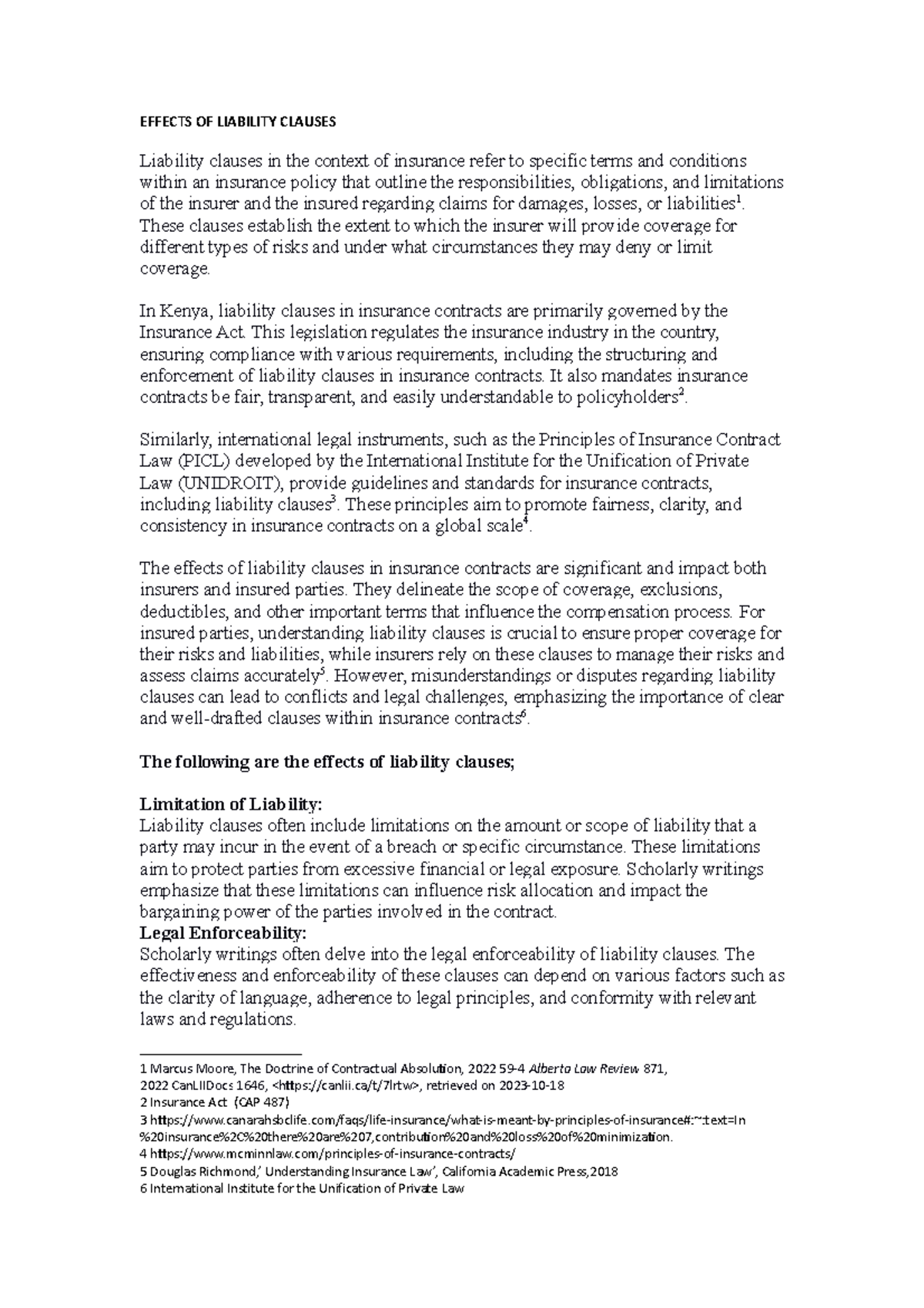 Effects OF Liability Clauses - EFFECTS OF LIABILITY CLAUSES Liability ...