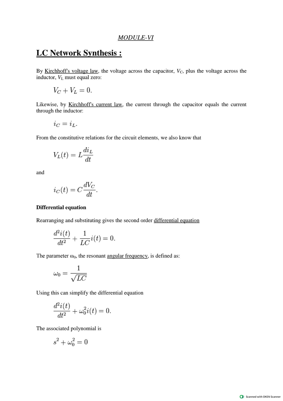 LC and RC Network Synthesis - Electrical Engineering - Studocu